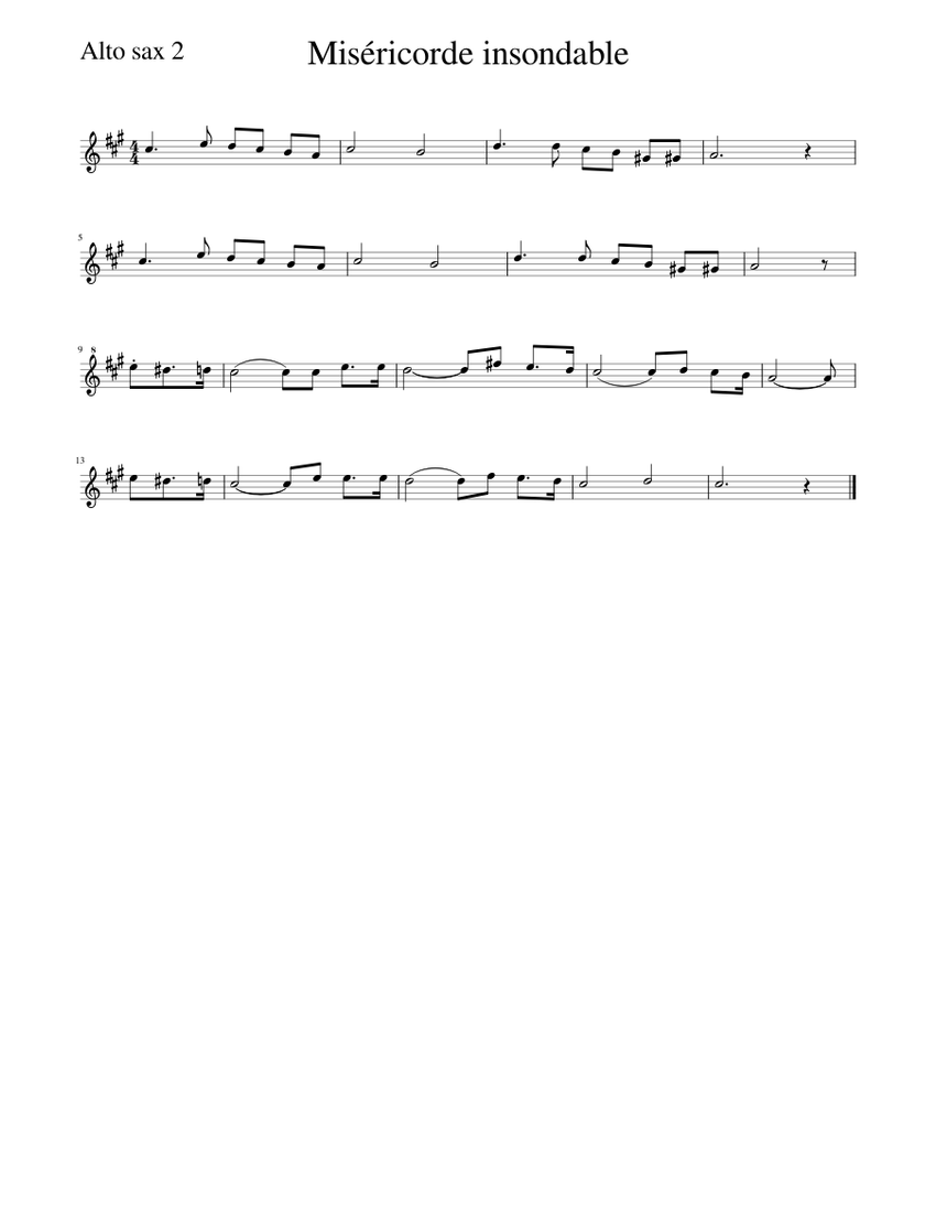 misericorde-Mib -partie2 Sheet music for Saxophone alto (Solo ...