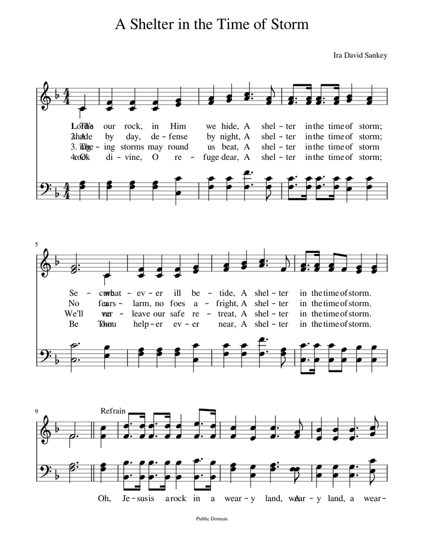 The Lord's our Rock, in Him we hide (Sankey) - Ira David Sankey Sheet ...