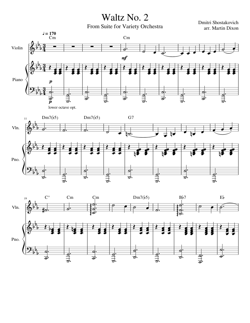 Waltz No. 2 Sheet music for Piano, Violin (Solo) | Musescore.com