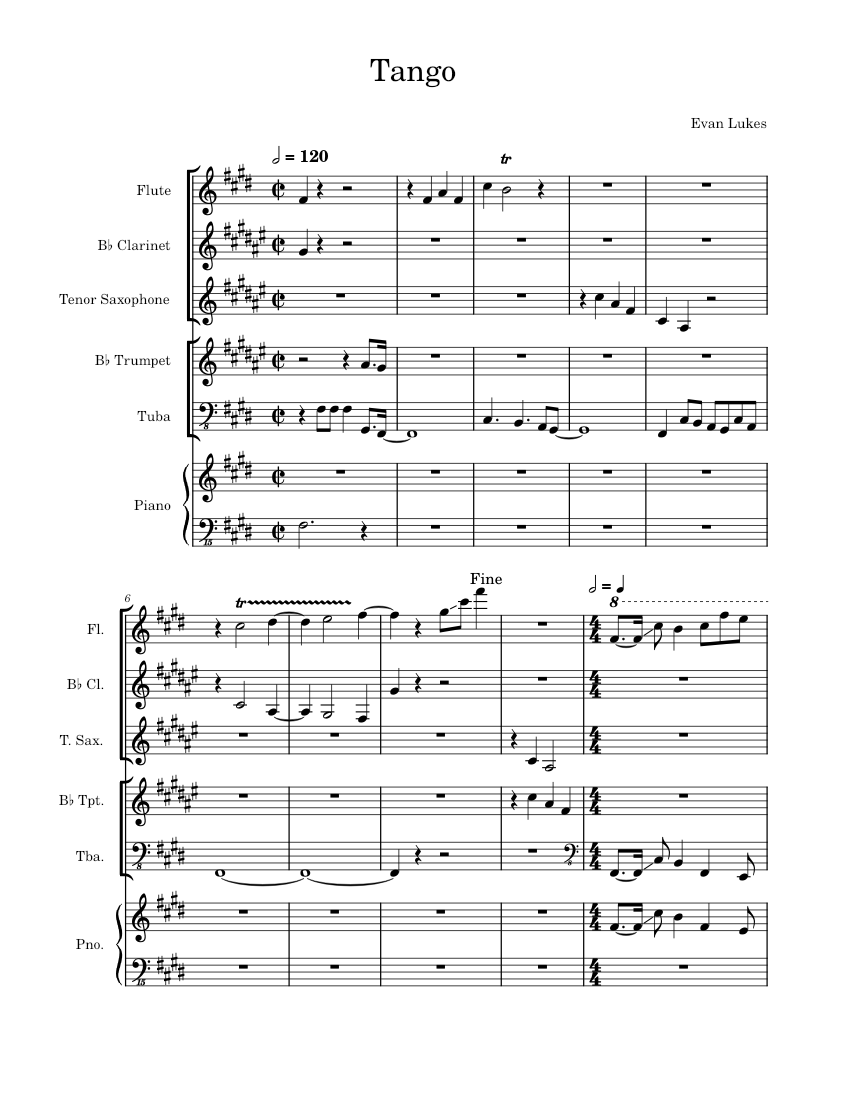 Tango Sheet music for Piano, Tuba, Flute, Clarinet in b-flat & more ...