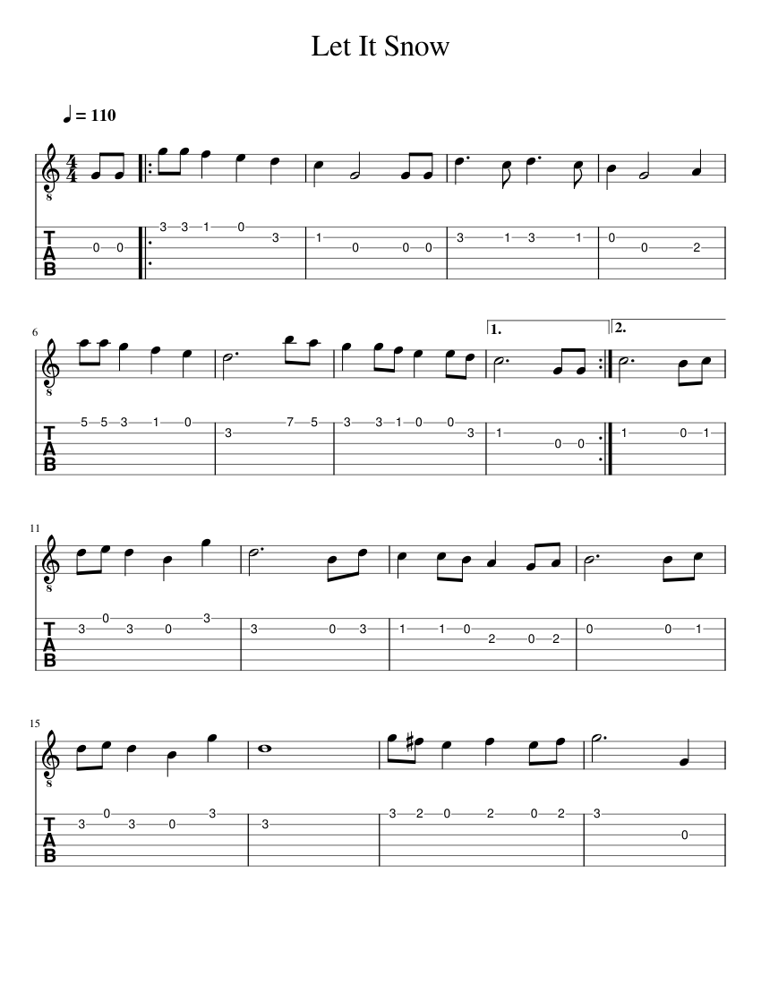 Let It Snow Sheet music for Guitar (Solo) | Musescore.com