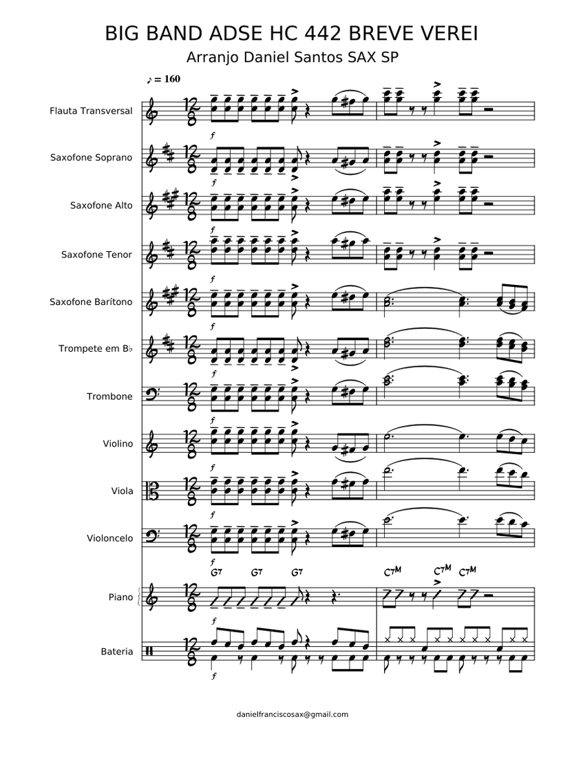 BIG BAND ADSE HC 442 BREVE VEREI Sheet music for Piano, Trombone, Flute ...