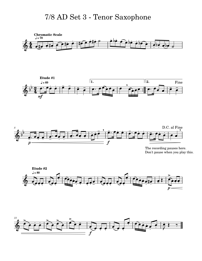 7:8 AD Set 3 - Tenor Saxophone Sheet music for Saxophone tenor (Solo ...
