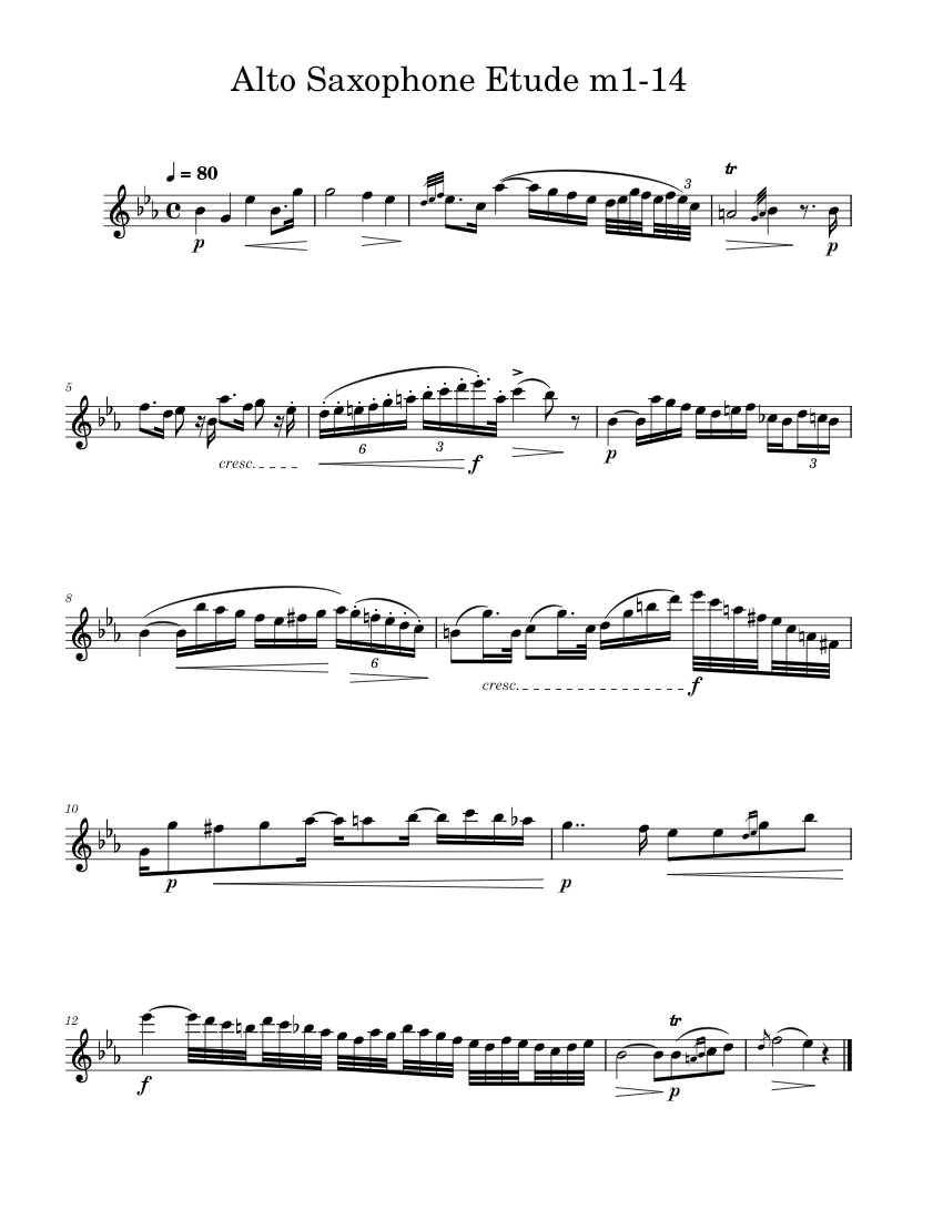 Alto Saxophone Etude m1-14 Sheet music for Saxophone alto (Solo ...