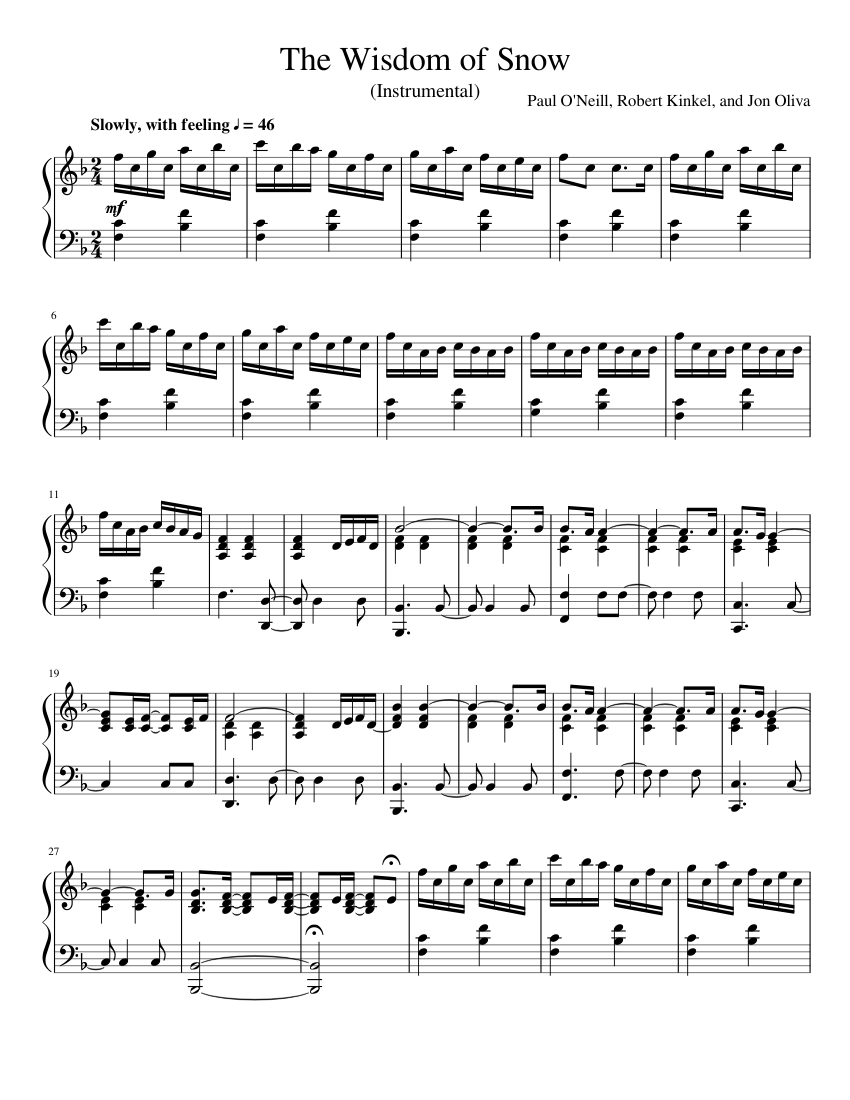 The Wisdom of Snow Sheet Music for Piano (Solo) easy | MuseScore.com