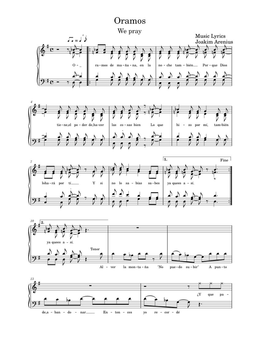 We pray - Joakim Arenius Sheet Music for Piano (SATB) | MuseScore.com