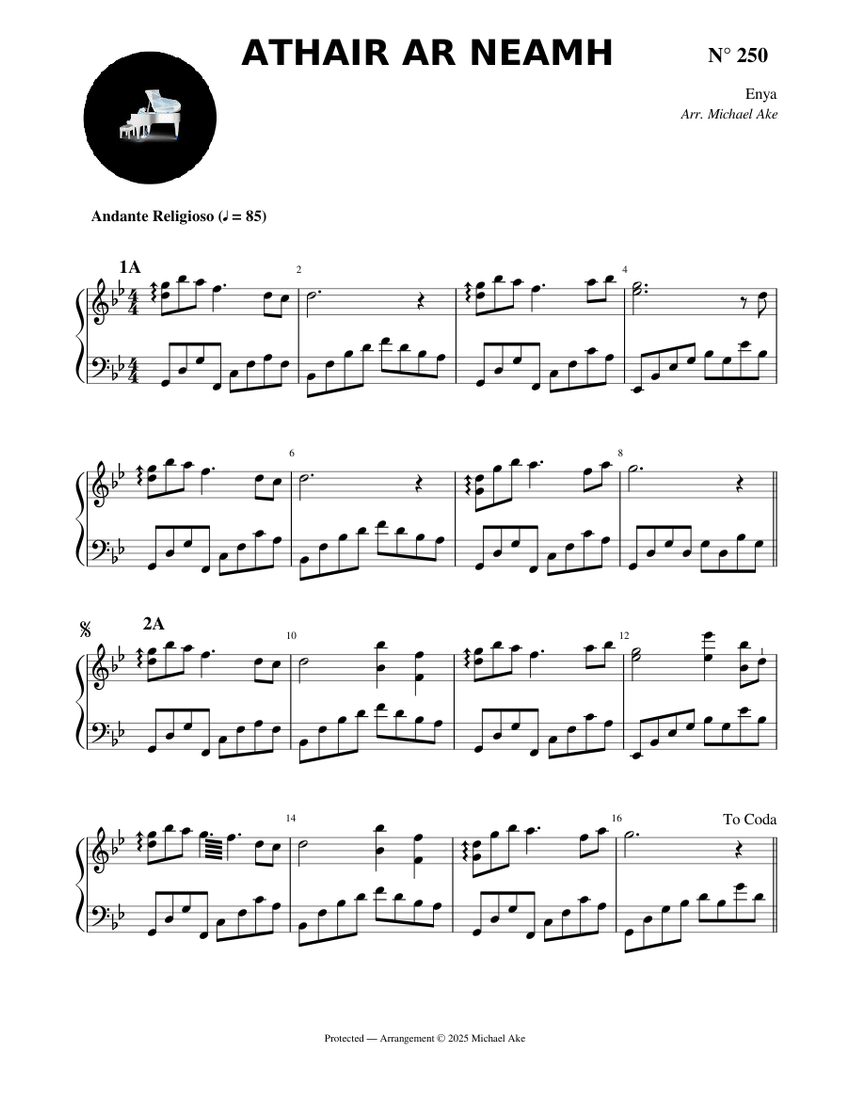 Athair ar Neamh - Enya Sheet music for Piano (Solo) Easy | Musescore.com