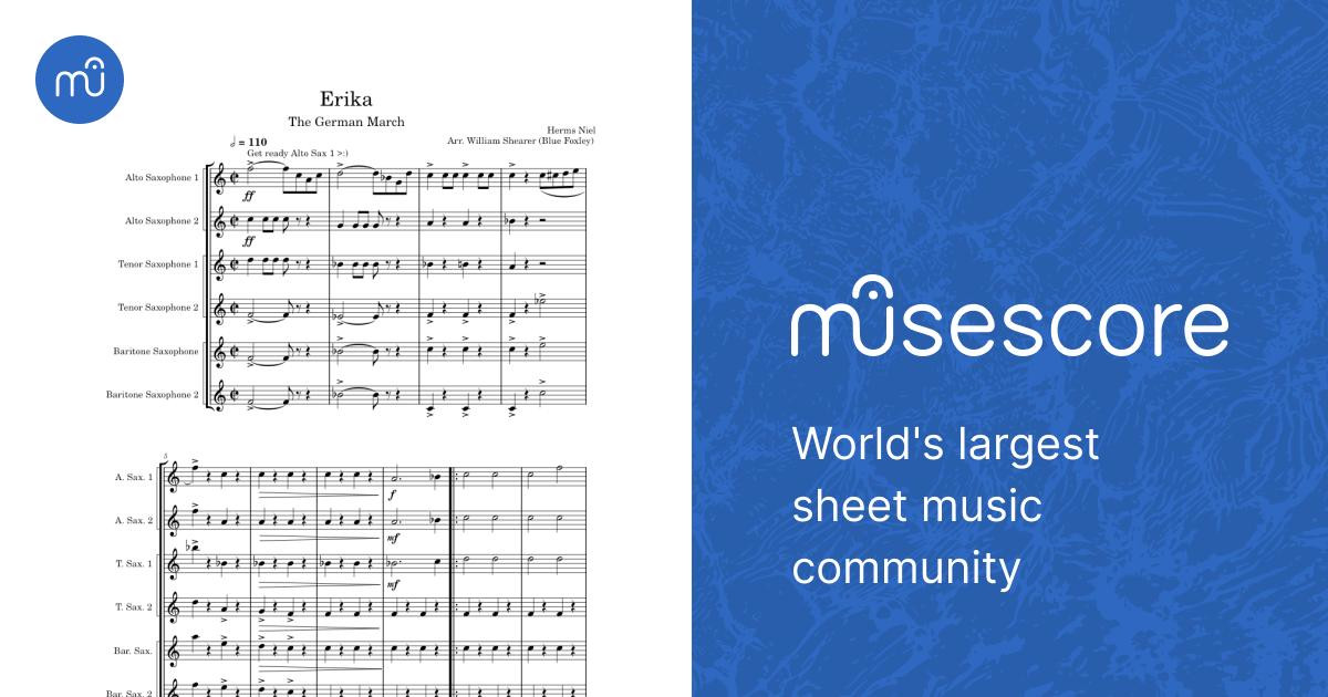 Erika – Herms Niel Erika German March Saxophone Sextet Sheet Music for ...