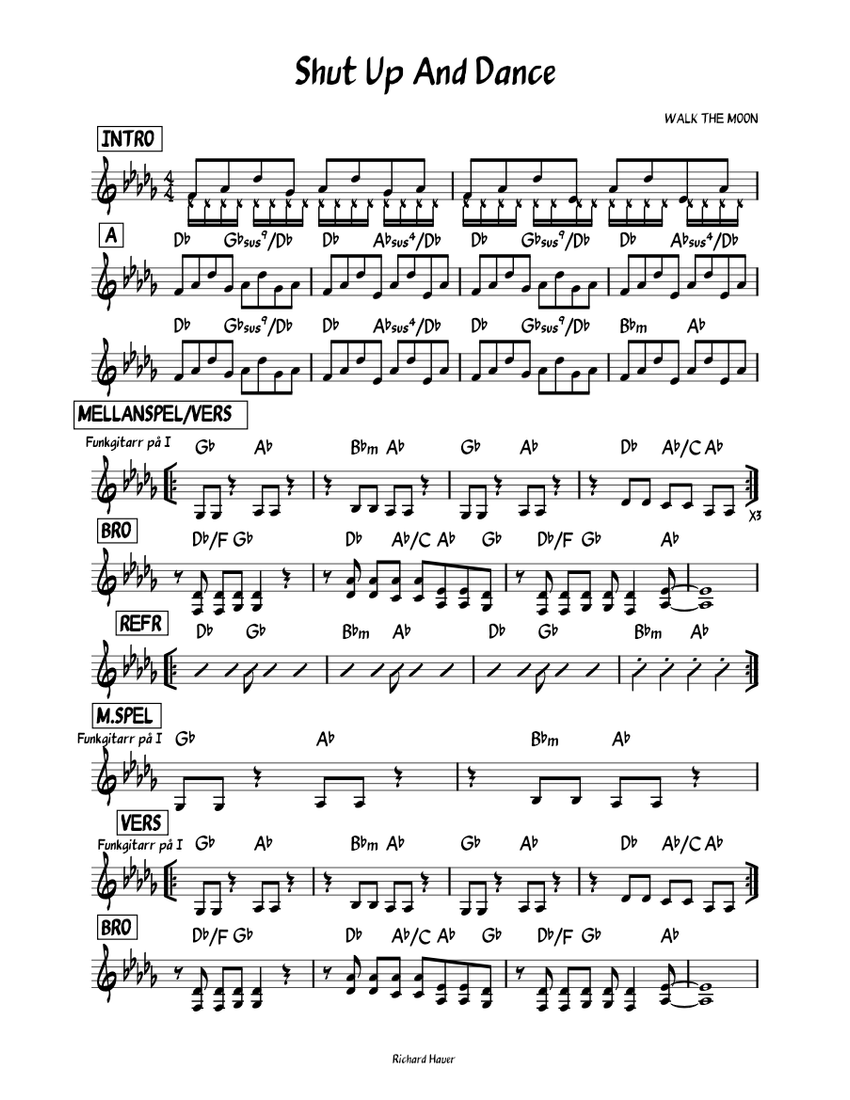Shut up and dance – WALK THE MOON Sheet Music for Piano (Jazz Band ...