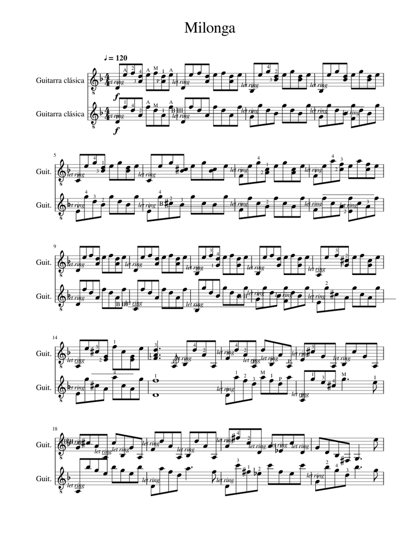 Milonga - Jorge Cardoso Sheet Music for Guitar (Mixed Duet) | MuseScore.com