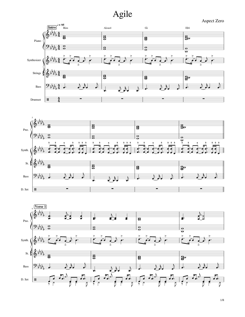 Agile Sheet Music For Piano Bass Guitar Drum Group Strings Group