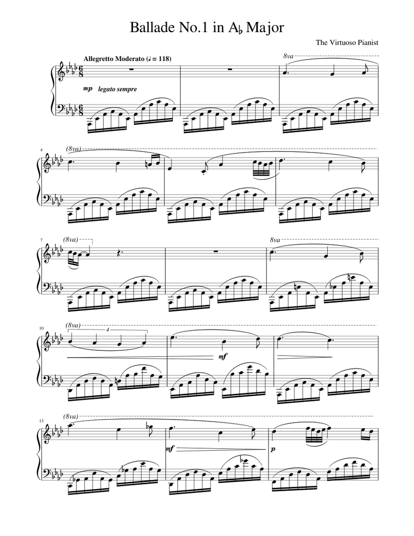 Ballade No.1 in A♭ Major, Op.5 Sheet music for Piano (Solo) | Musescore.com