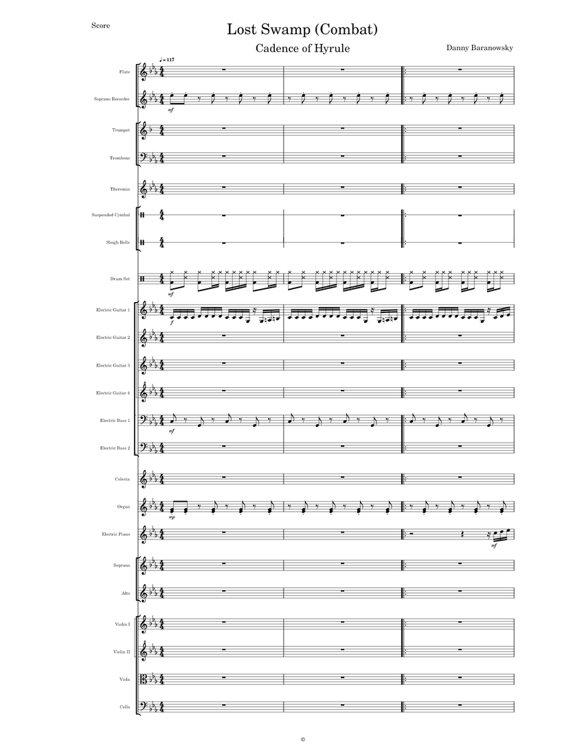 Lost Swamp (Combat) (Cadence of Hyrule) - Transcribed Score Sheet music ...