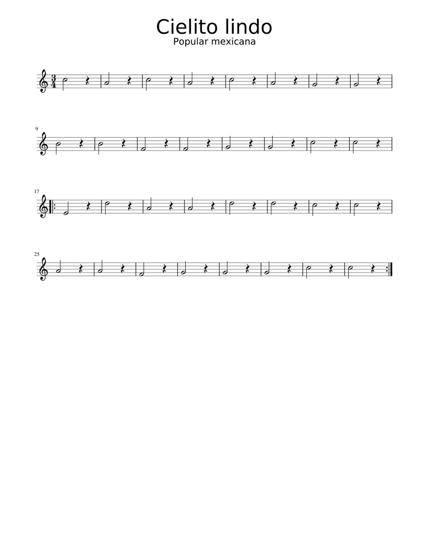 Cielito lindo Sheet music for Piano (Solo) Easy | Musescore.com