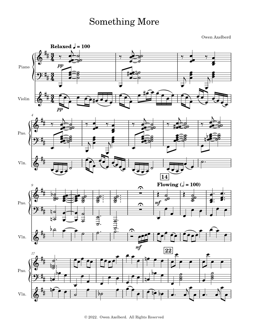Something More - Owen Axelberd Sheet music for Piano, Violin (Mixed ...