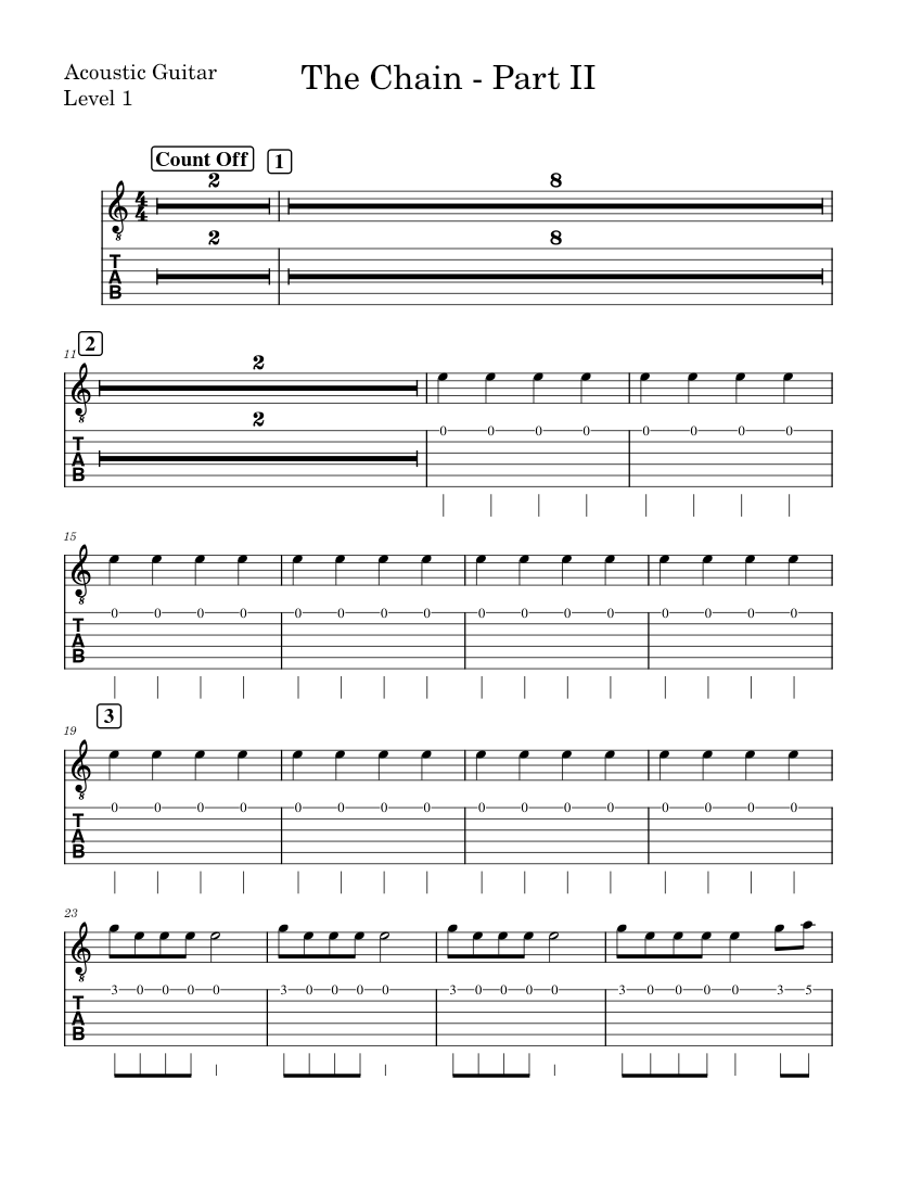The Chain Part II-Acoustic_Guitar_Level_1 Sheet music for Guitar (Solo ...