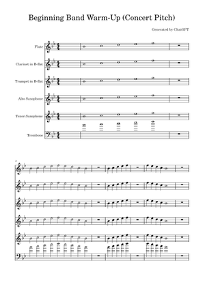 Beginning Band Warmup – ehunter Sheet Music for Piano, Trombone, Flute ...