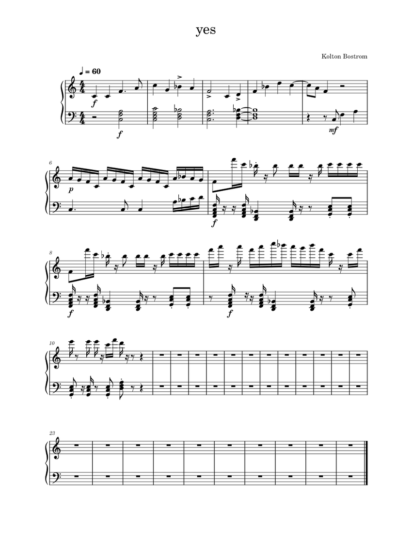 yes Sheet music for Piano (Solo) | Musescore.com
