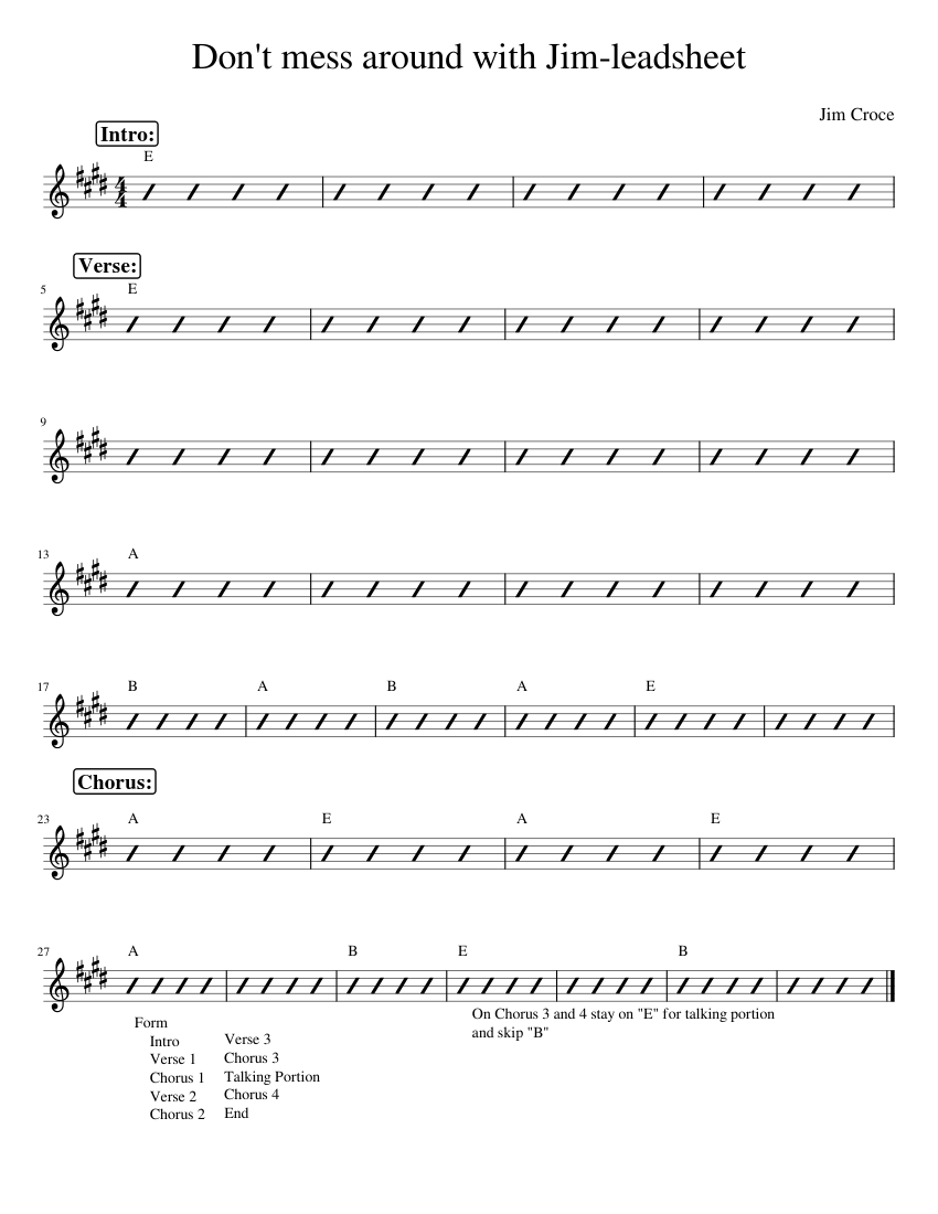 You Don't Mess Around With Jim – Jim Croce, Josh Turner Sheet music for ...