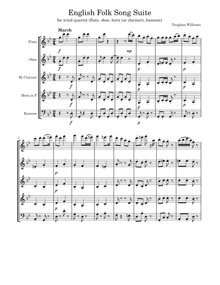 English Folk Song Suite – Ralph Vaughan Williams Sheet music for Flute ...