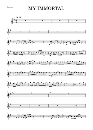 Download And Print My Immortal Piano Sheet Music 100 Evanescence Sheet