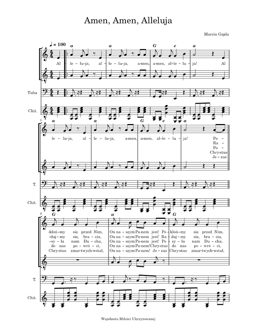 Amen, Amen, Alleluja. – Marcin Gajda Sheet music for Oboe (Solo ...