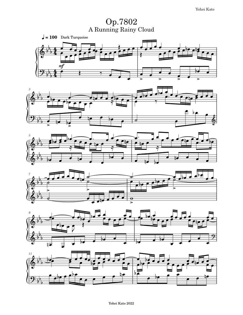 Op.7802 A Running Rainy Cloud Sheet music for Piano (Solo) | Musescore.com
