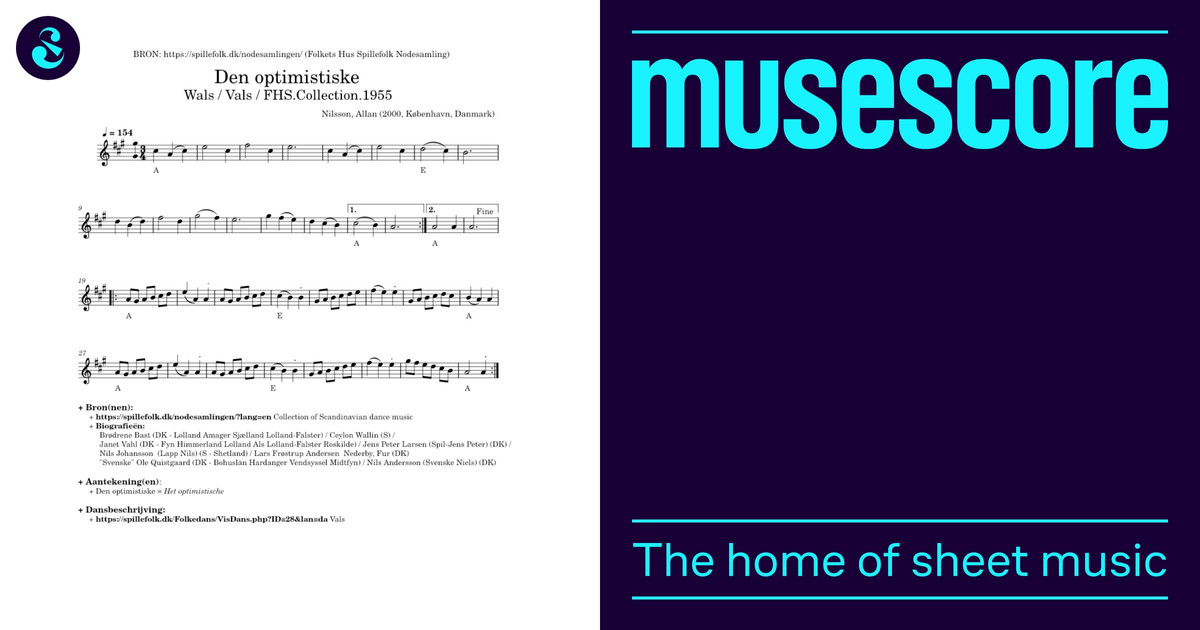 Den optimistiske (FHS.Collection.1955) Sheet music for Violin (Solo ...