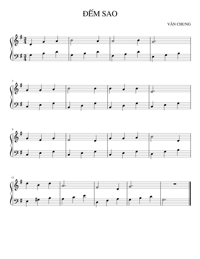 Đếm sao - Piano Sheet Music for Piano (Solo) easy | MuseScore.com