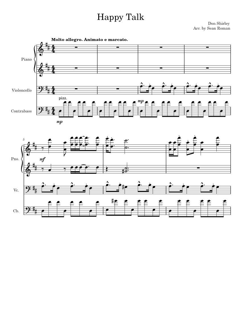 Happy Talk Sheet Music for Piano, Contrabass, Cello (Mixed Trio ...