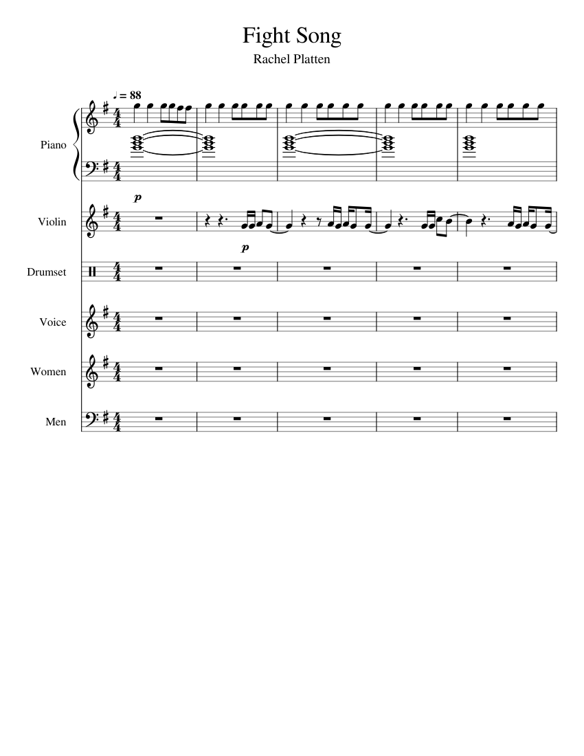 Rachel Platten - Fight Song Sheet music for Piano, Vocals, Female, Male ...