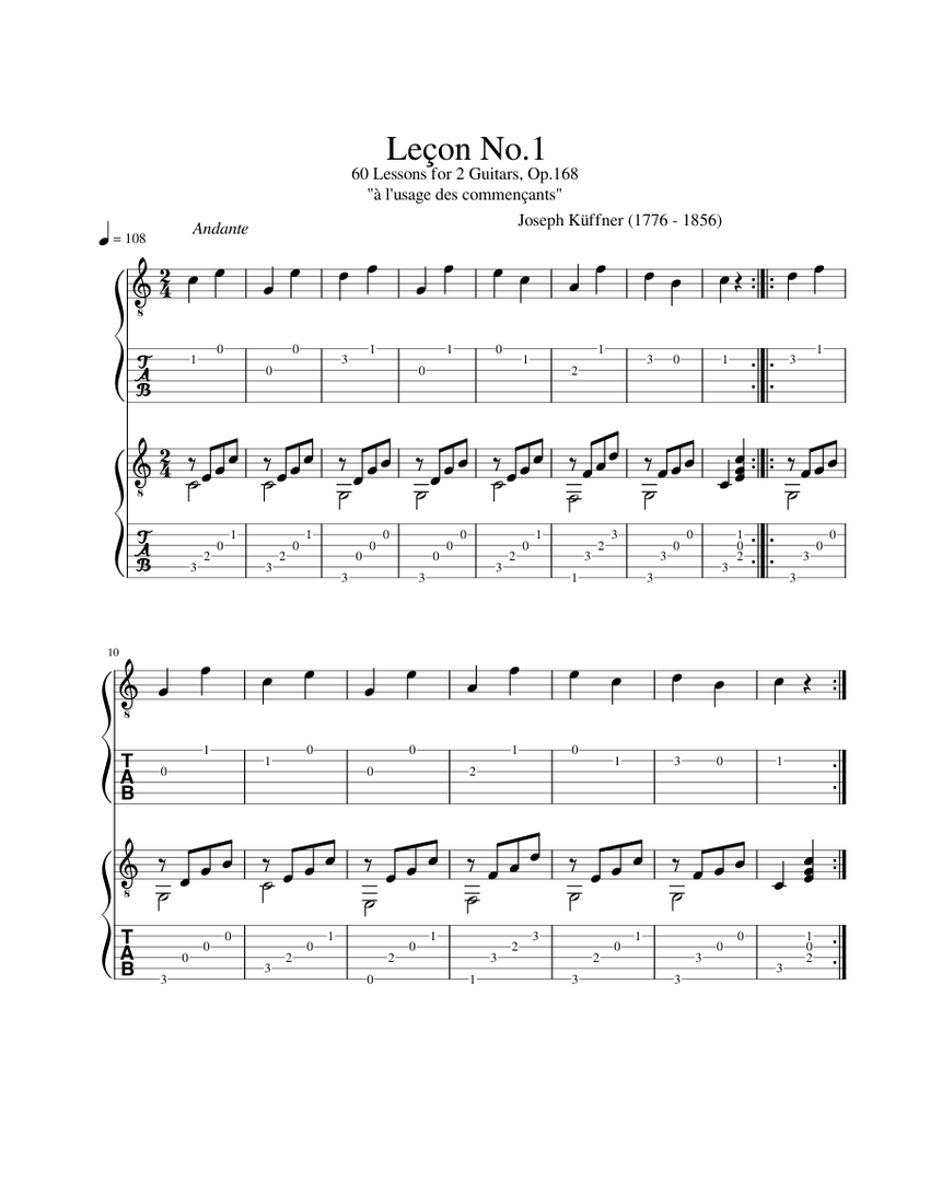 Guitar Duet No.1 Sheet music for Guitar (String Duet) | Musescore.com