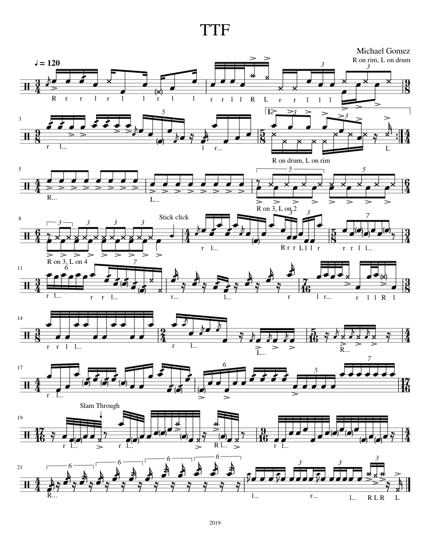 TTF Sheet music for Tenor drum (Solo) | Musescore.com
