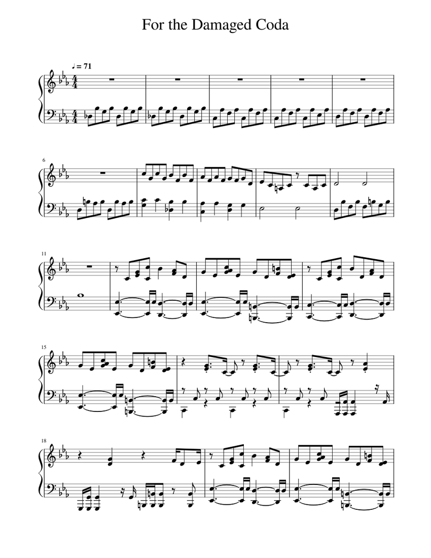 For the Damaged Coda Sheet music for Piano (Solo) | Musescore.com