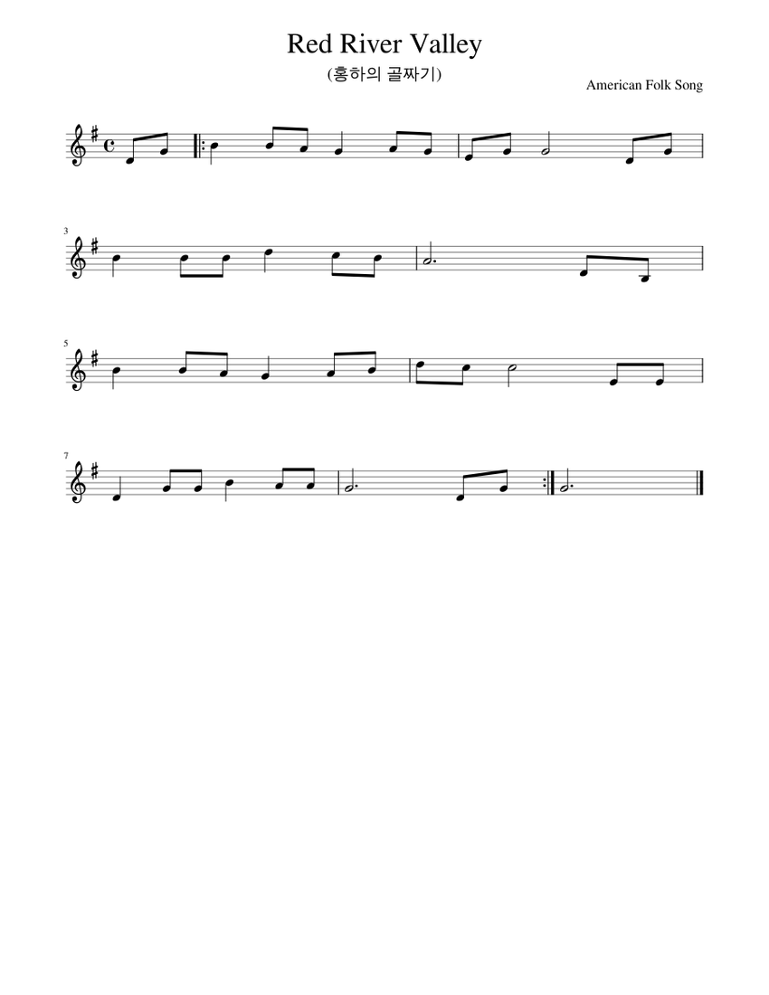 Red_River_Valley Sheet music for Piano (Solo) | Musescore.com