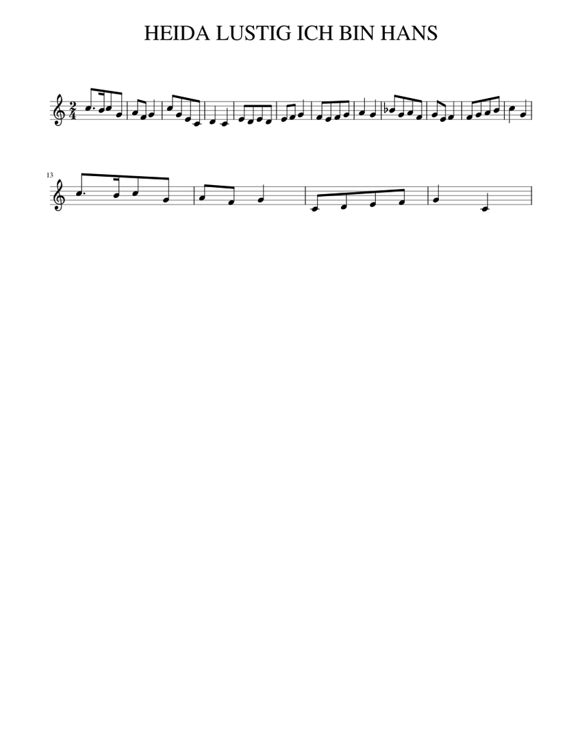 HEIDA LUSTIG ICH BIN HANS Sheet music for Piano (Solo) Easy | Musescore.com