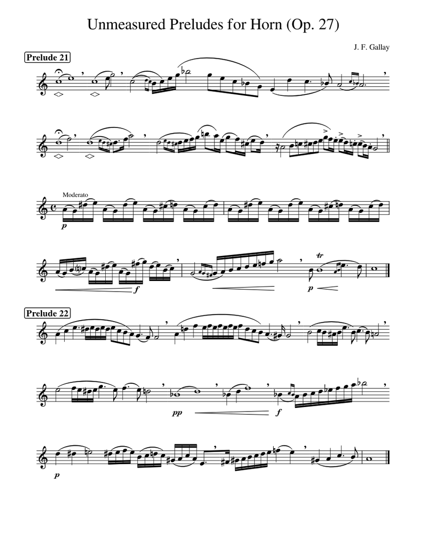 Unmeasured Preludes for Horn, Op27 Sheet Music for French horn (Solo ...