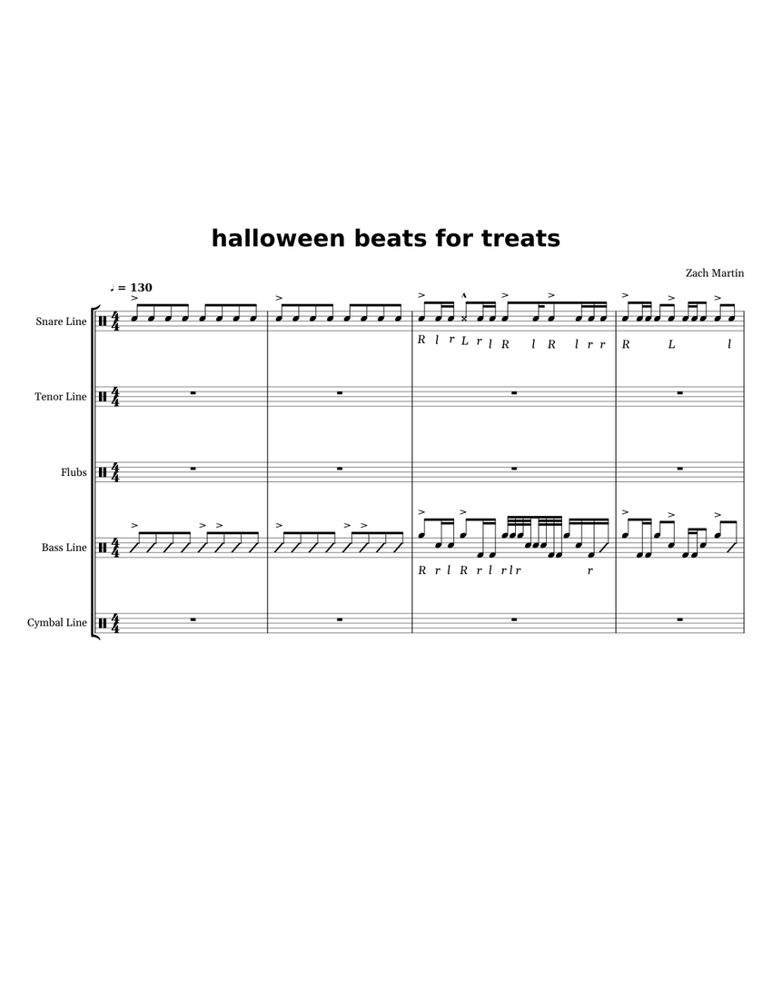 halloween_beats_for_treats Sheet music for Snare drum, Crash, Tenor ...