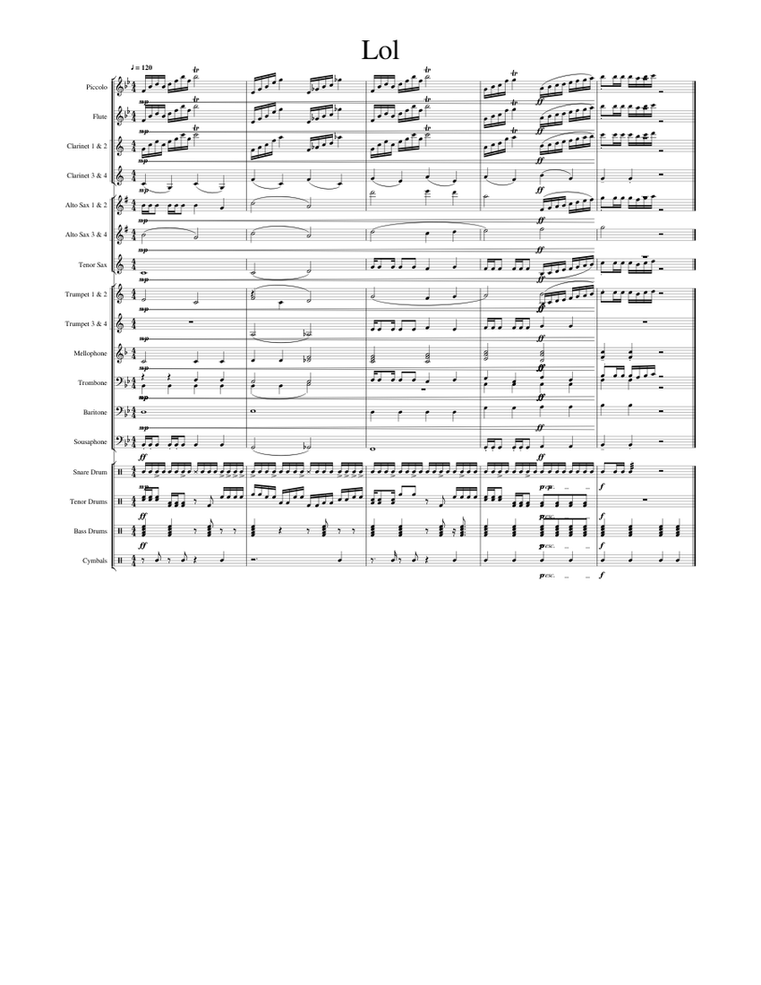 Lol Sheet music for Trombone, Tuba, Flute piccolo, Flute & more ...