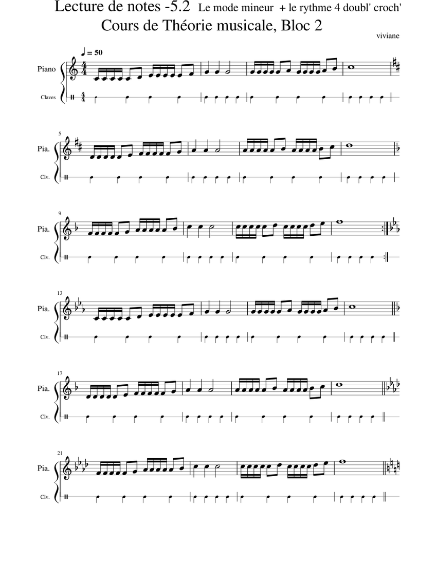 Lecture_des_notes_5.1 Sheet music for Piano, Claves (Mixed Duet ...