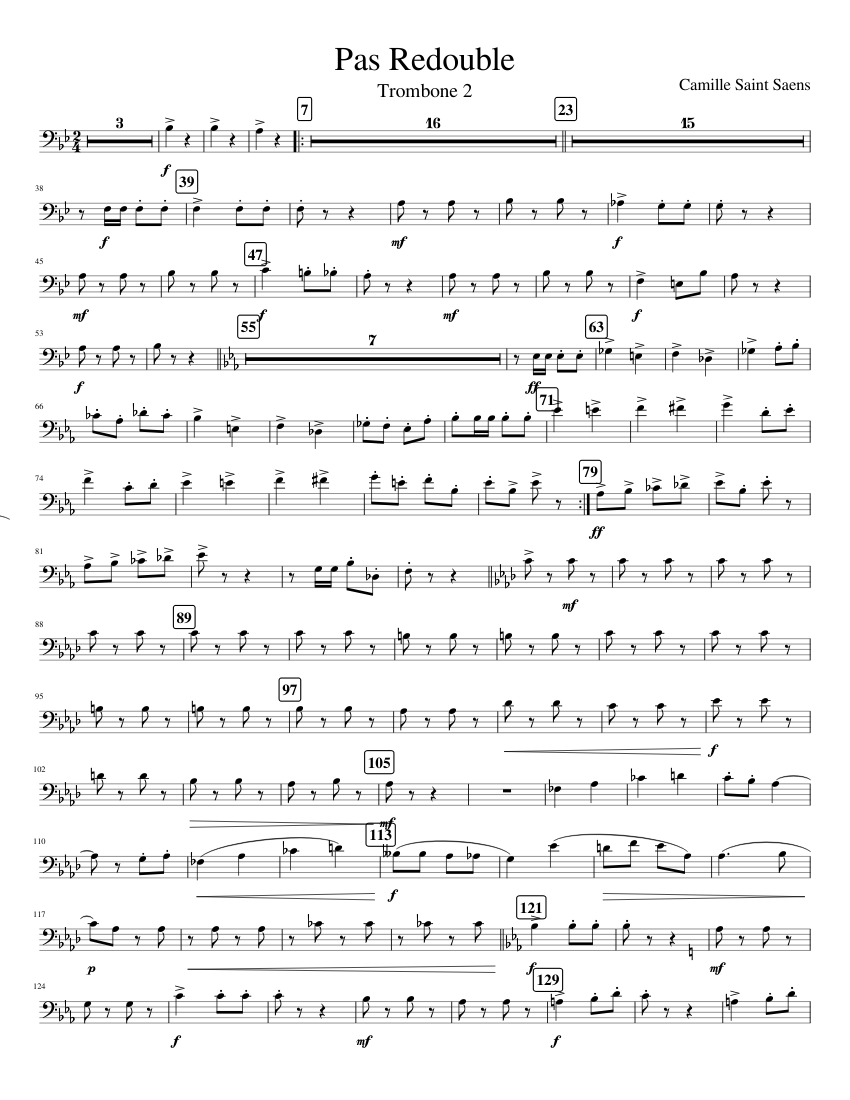 Pas Redouble Trombone 2 Sheet music for Trombone (Solo) | Musescore.com