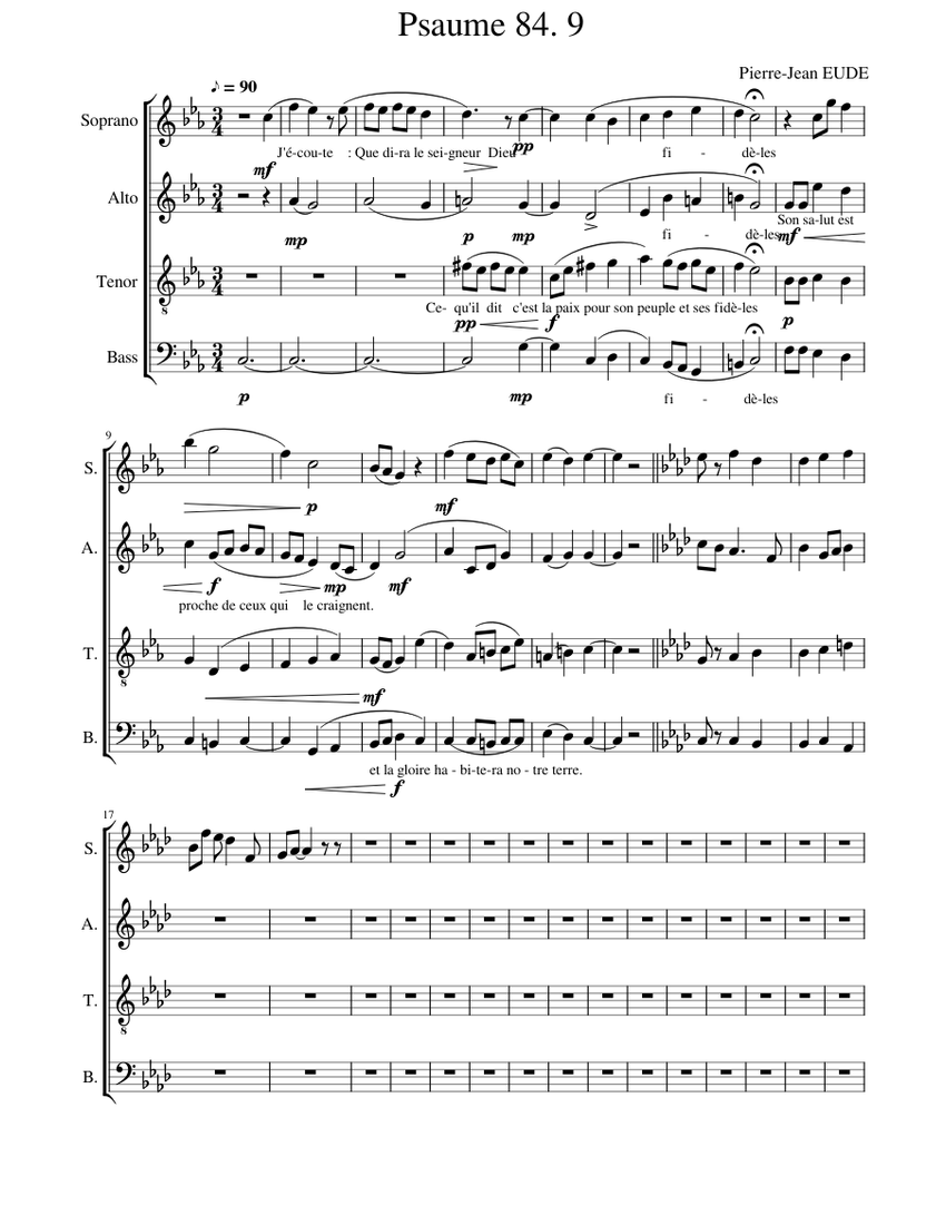 Psaume 84 Sheet music for Soprano, Alto, Tenor, Bass voice (Choral ...