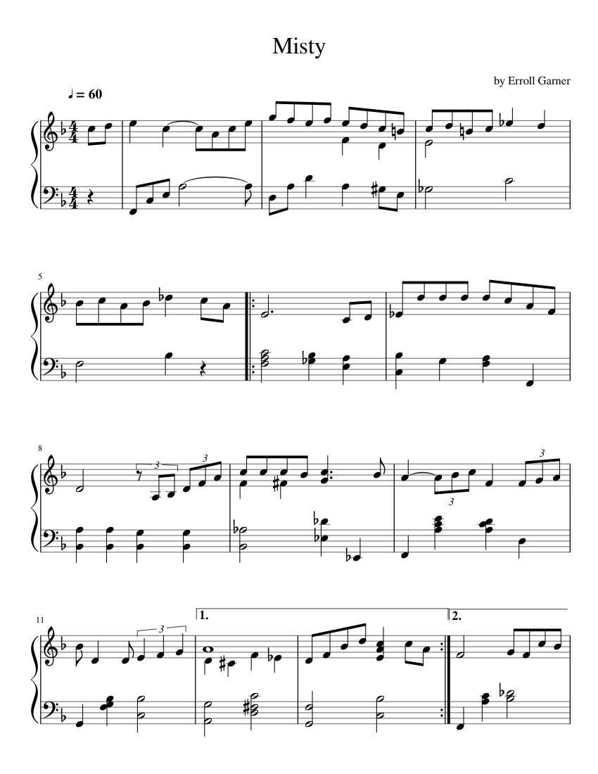 Misty Sheet music for Piano (Solo) | Musescore.com