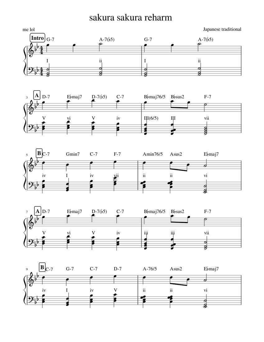 sakura sakura reharm Sheet music for Piano (Solo) Easy | Musescore.com