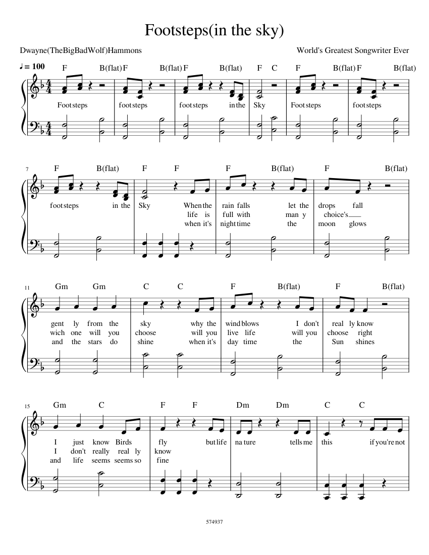 Footsteps in the sky Sheet music for Piano (Solo) Easy | Musescore.com