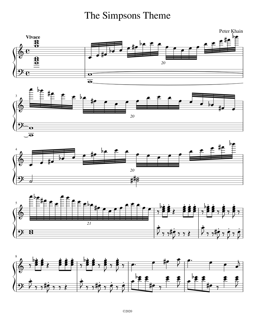 The Simpsons Theme Sheet Music for Piano (Solo) | MuseScore.com