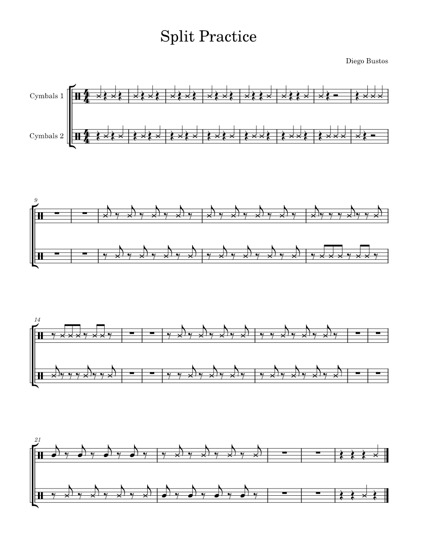 Split Practice Sheet music for Crash (Percussion Duet) | Musescore.com