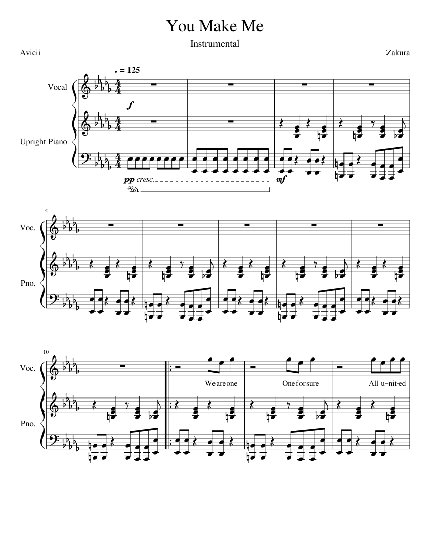 Avicii - You Make Me Sheet Music for Piano (Piano Duo) | MuseScore.com