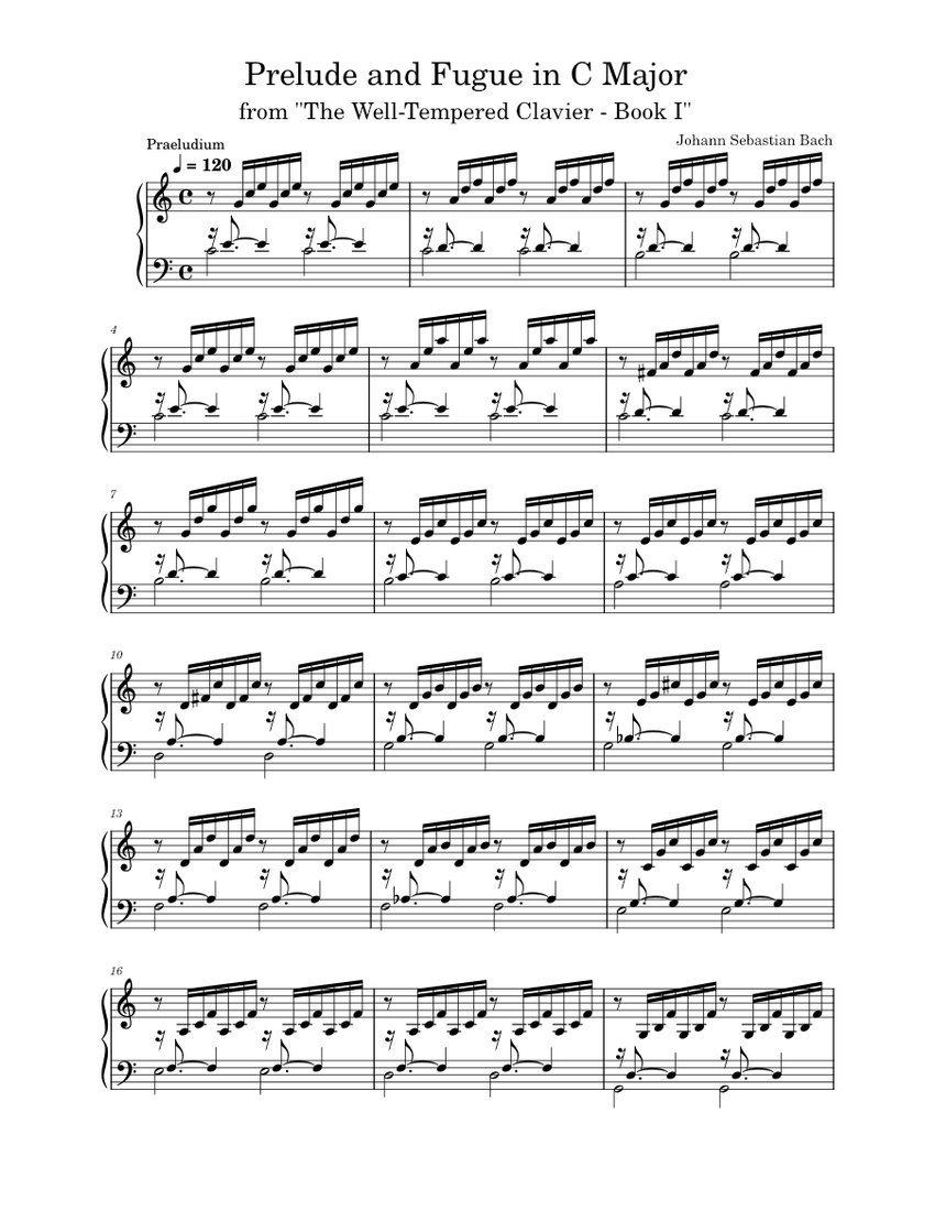 Prelude and Fugue in C major, BWV 846 – Johann Sebastian Bach - WTC I ...