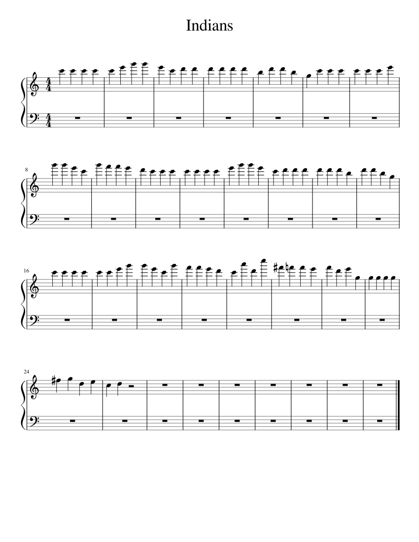 Indians Sheet music for Piano (Solo) | Musescore.com